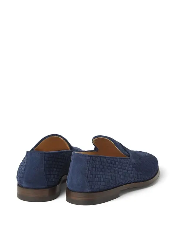 Brunello Cucinelli Woven Suede Loafers - Blue