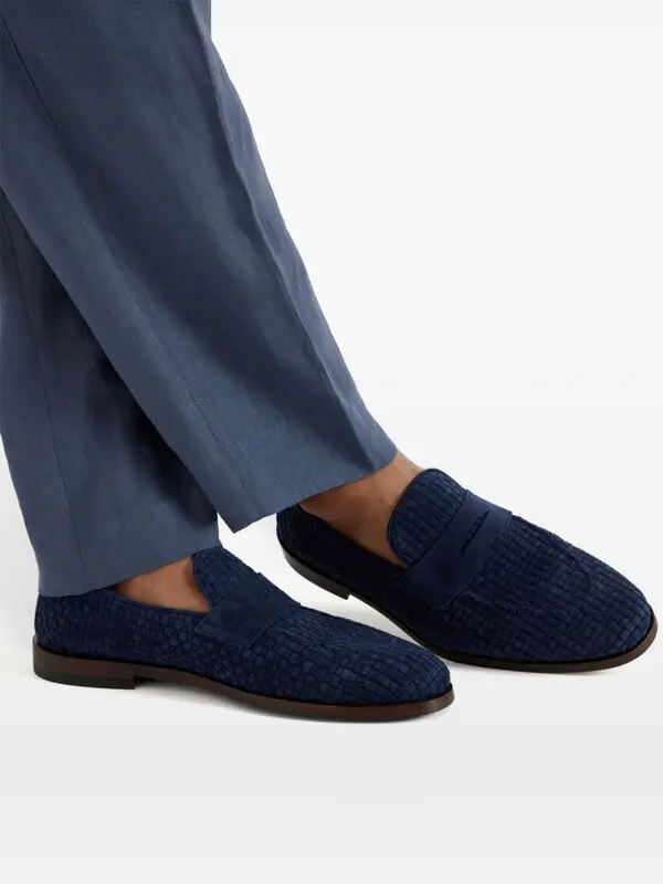 Brunello Cucinelli Woven Suede Loafers - Blue
