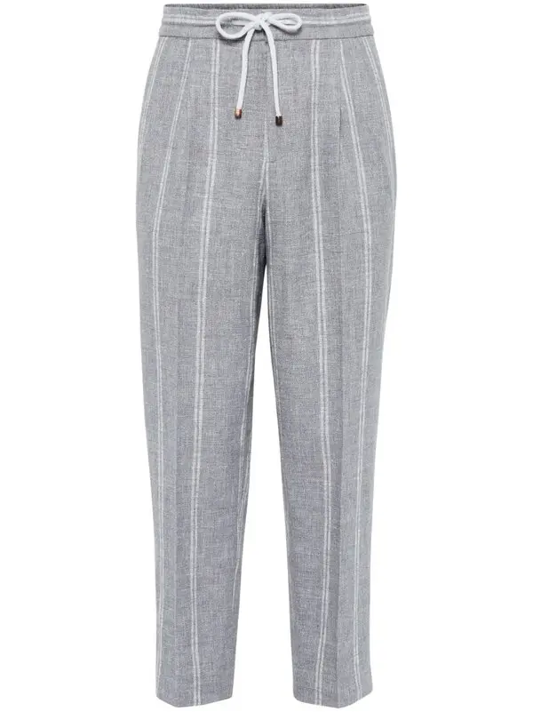 Brunello Cucinelli Vertical-striped Tapered Trousers
