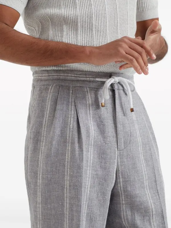 Brunello Cucinelli Vertical-striped Tapered Trousers