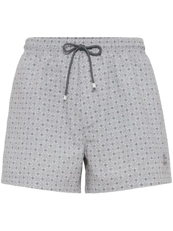 Brunello Cucinelli Graphic-print Swim Shorts - Grey