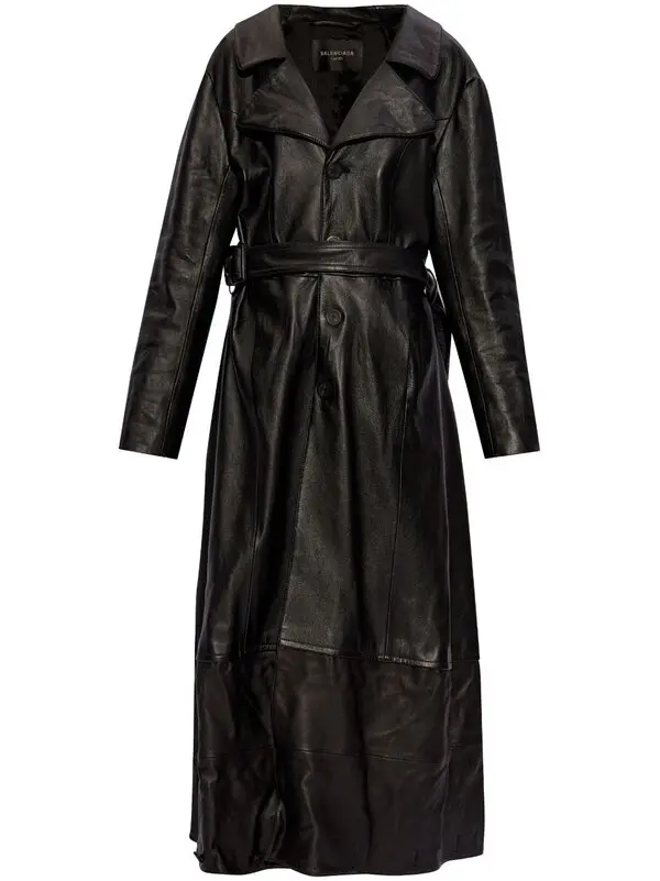 Balenciaga Belted Leather Trench Coat