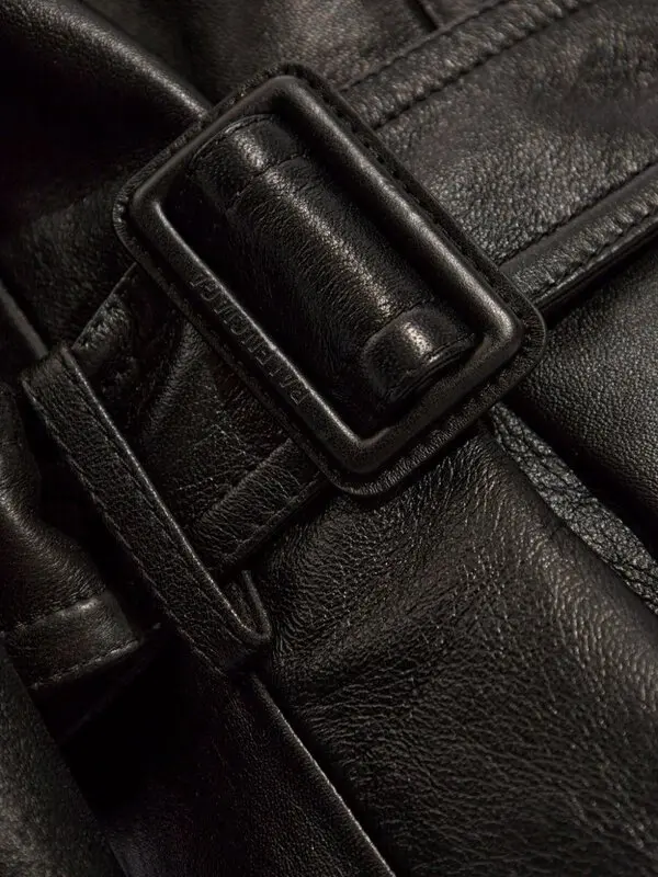 Balenciaga Belted Leather Trench Coat