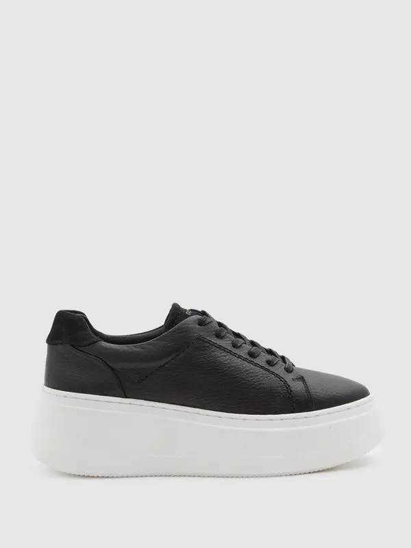 REISS Connie Leather Platform Trainers