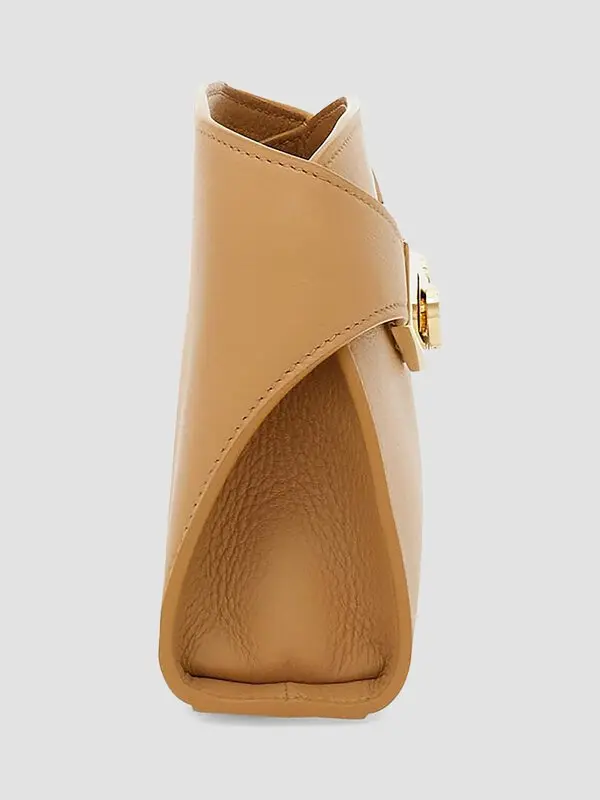 FERRAGAMO Hug Leather Shoulder Bag - Light Camel