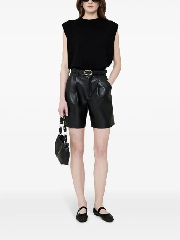 ANINE BING Small Signature Link Leather Belt - Black