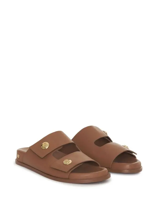 ANINE BING Ella Leather Slides - Brown