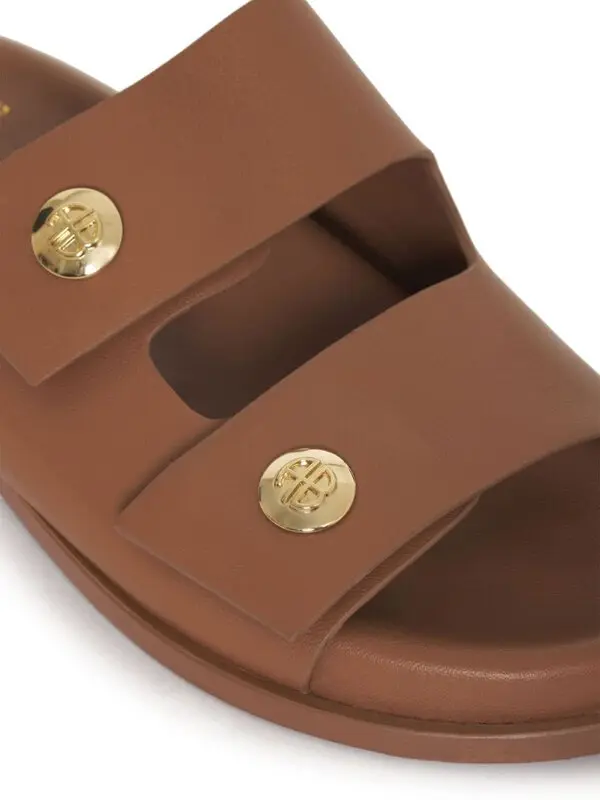 ANINE BING Ella Leather Slides - Brown