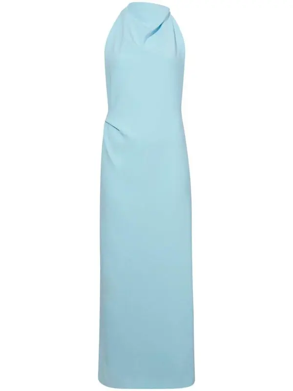 Proenza Schouler Selena High-neck Ruched Midi Dress - Blue