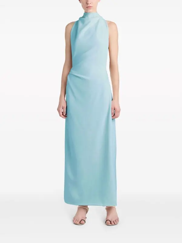 Proenza Schouler Selena High-neck Ruched Midi Dress - Blue