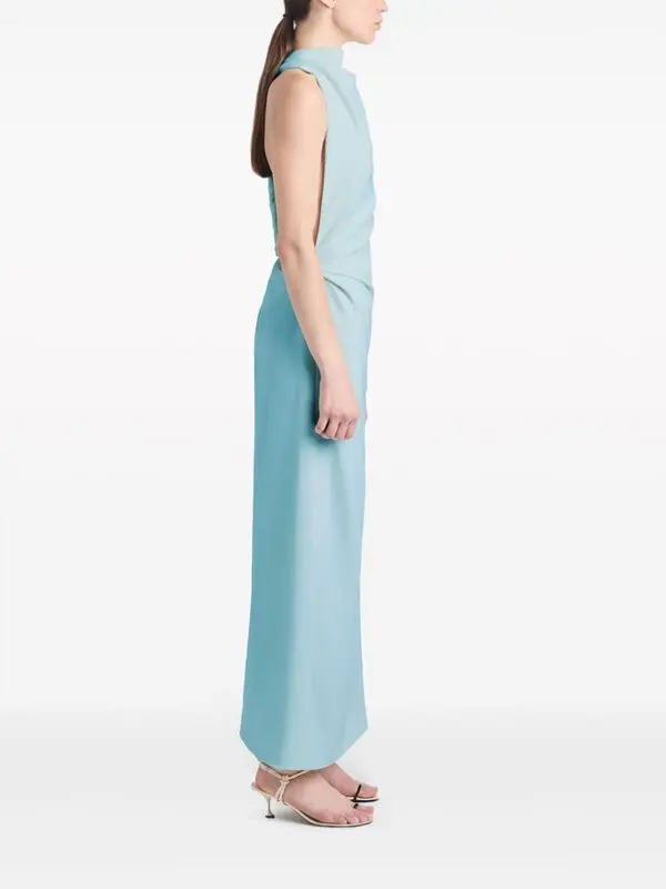 Proenza Schouler Selena High-neck Ruched Midi Dress - Blue