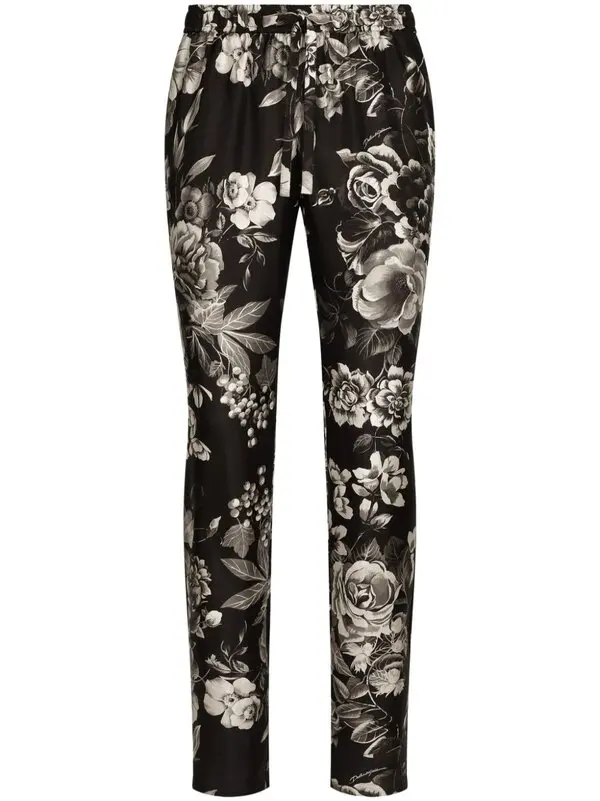 Dolce & Gabbana Floral-print Silk Track Pants