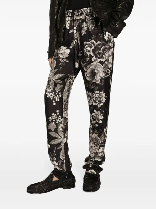 Dolce & Gabbana Floral-print Silk Track Pants