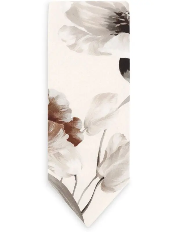 Dolce & Gabbana Floral-print Cotton Neck Tie - White