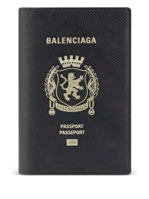 Balenciaga Leather Passport Holder - Black
