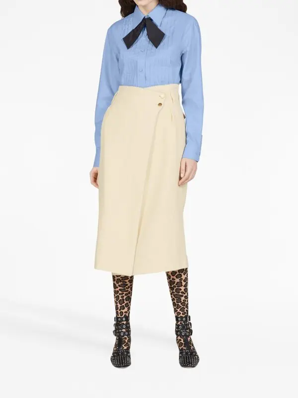 Gucci Asymmetrical Wrap Linen Skirt