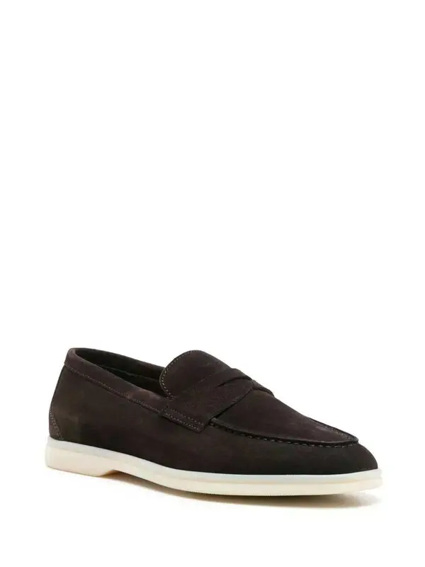 SCAROSSO Luciana Suede Penny Loafers - Brown