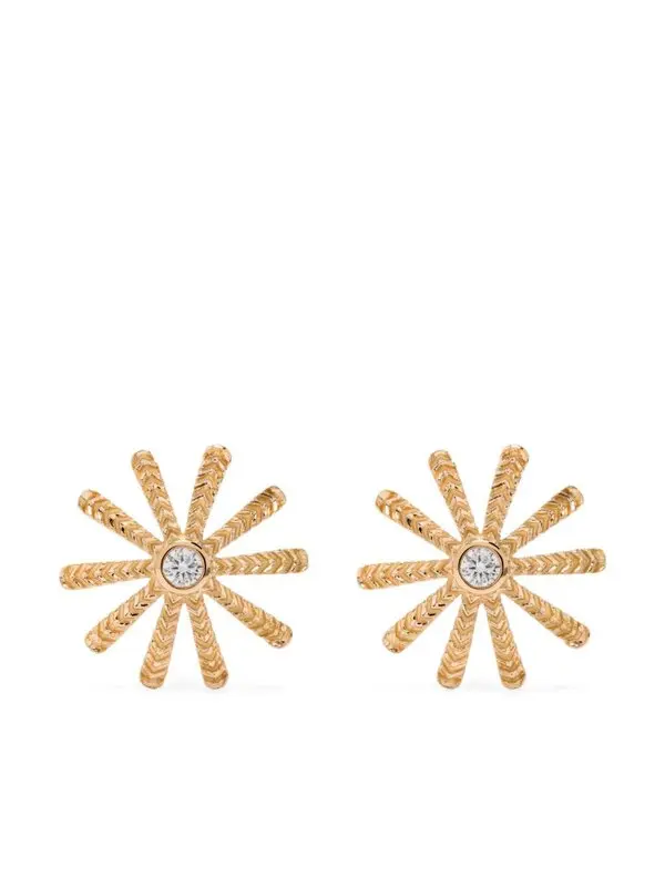 Harwell Godfrey 18kt Yellow Diamond Sunflower Stud Earrings - Gold