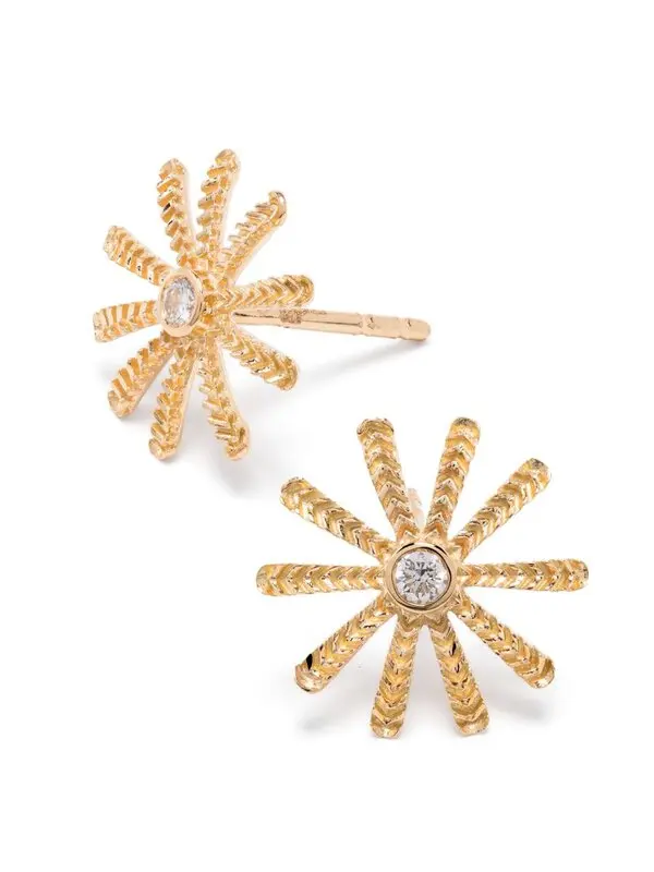 Harwell Godfrey 18kt Yellow Diamond Sunflower Stud Earrings