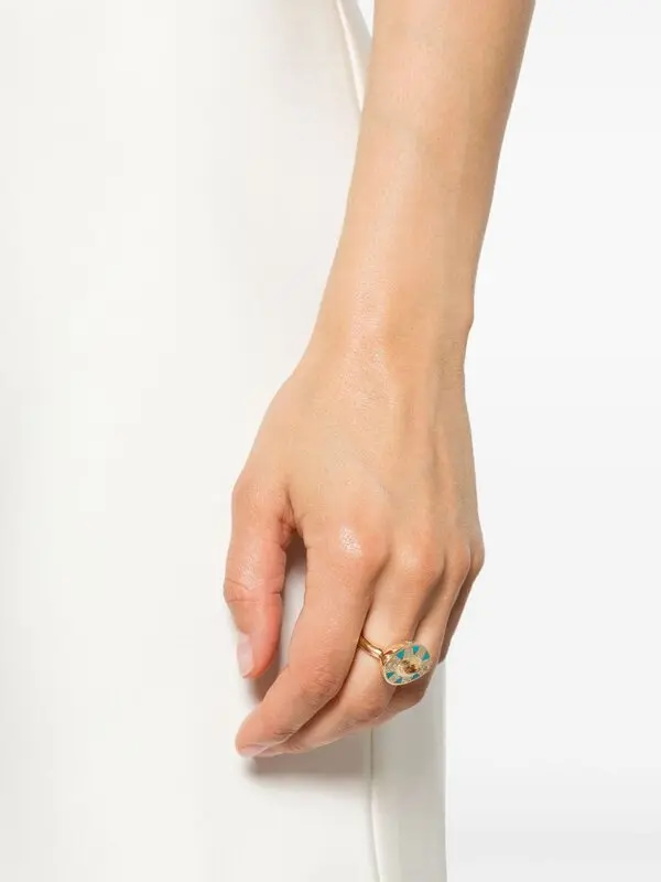 Harwell Godfrey 18kt Yellow Turquoise, Citrine And Diamond Ring