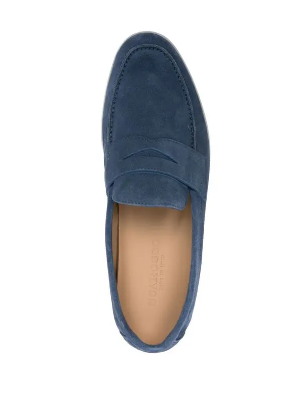 SCAROSSO Luciano Suede Penny Loafers - Blue
