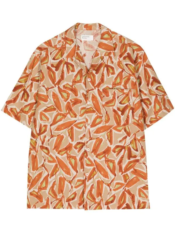 Universal Works Artist Flower Linen-cotton Shirt - Orange