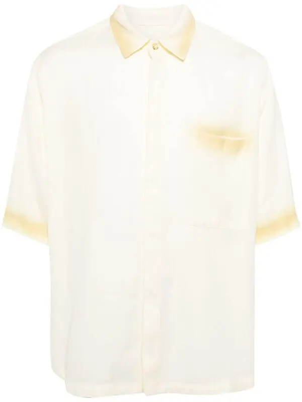 CROQUIS Faded-trim Short-sleeve Shirt - Yellow