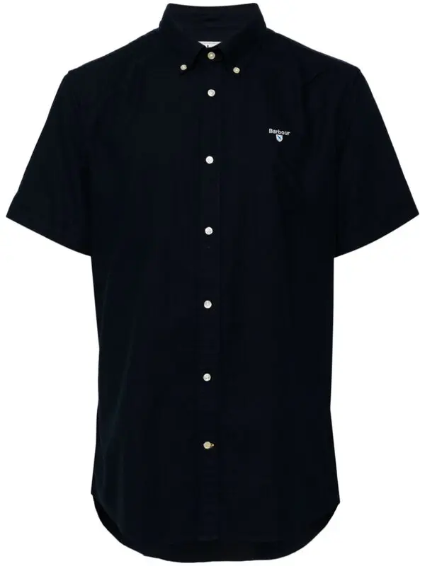 Barbour Embroidered-logo Cotton Shirt - Blue