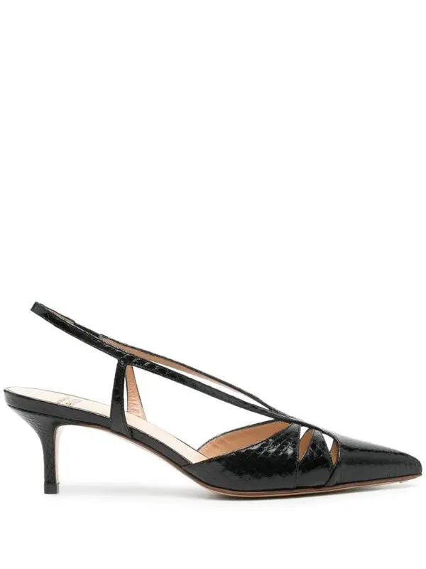 FRANCESCO RUSSO Snakeskin-effect Leather Pumps - Black