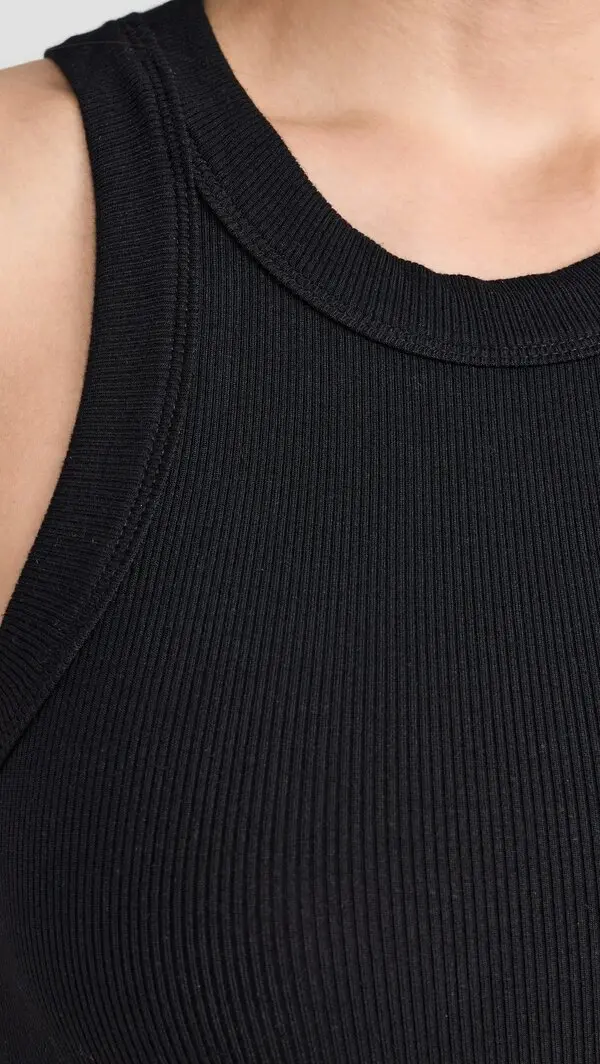 Ambitionist Ali Ribbed Racer Tank Thong Bodysuit - Black
