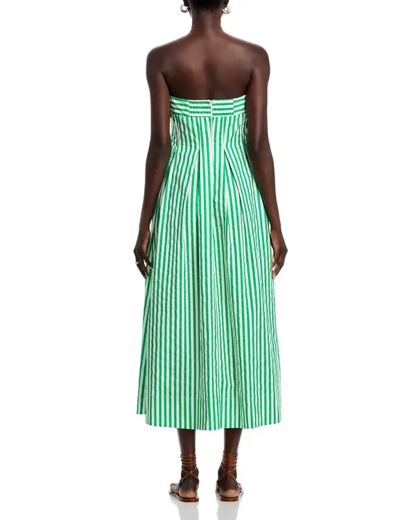 Aqua Strapless Striped Maxi Dress - Green/white