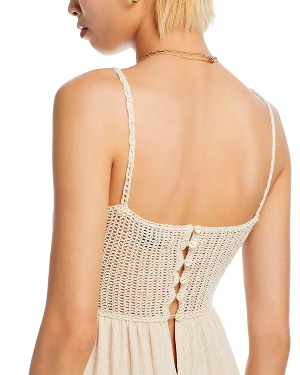 Aqua Crochet Midi Dress In Ivory - 75% Off | Editorialist