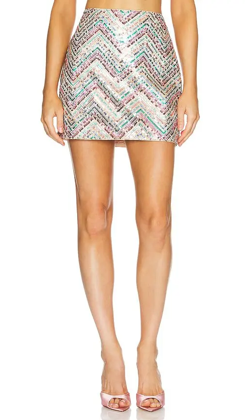 MILLY Chevron Sequins Skirt