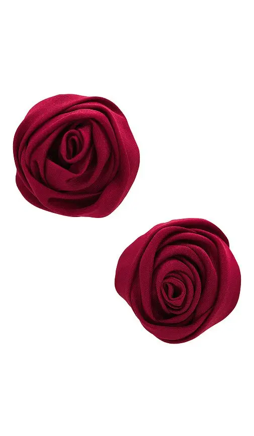 PETIT MOMENTS Rosette Stud Earrings - Crimson