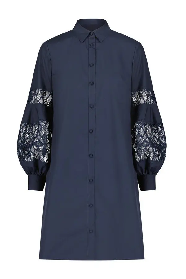 lela rose shirt dress Lela Rose | Striped Cotton Asymmetrical Shirt Dress