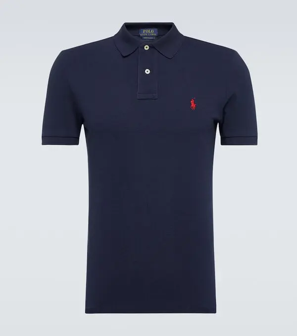 Polo Ralph Lauren Logo Cotton Piqué Polo Shirt - Blue