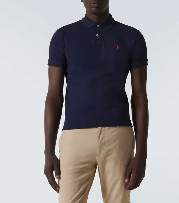 Polo Ralph Lauren Logo Cotton Piqué Polo Shirt - Blue