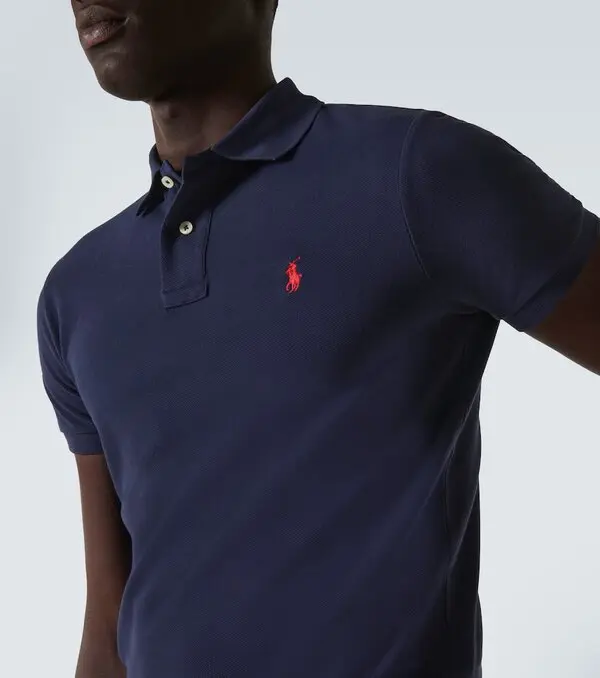 Polo Ralph Lauren Logo Cotton Piqué Polo Shirt - Blue