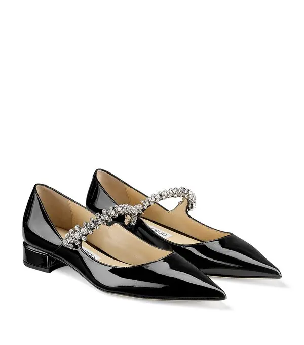 JIMMY CHOO Bing 25 Patent Leather Ballet Flats - Black