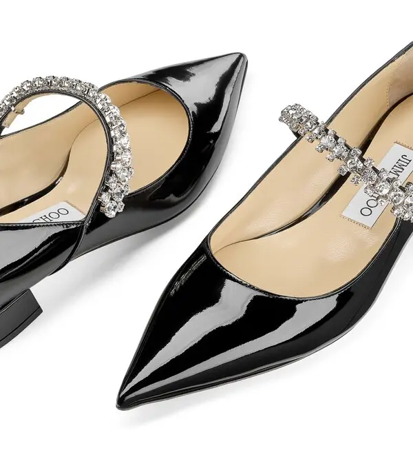 JIMMY CHOO Bing 25 Patent Leather Ballet Flats - Black