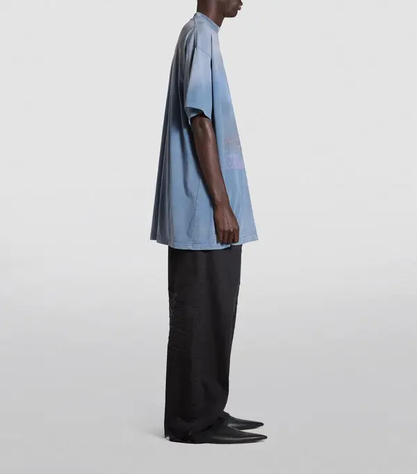 Balenciaga Oversized Paris Moon T-Shirt - Blue | Editorialist