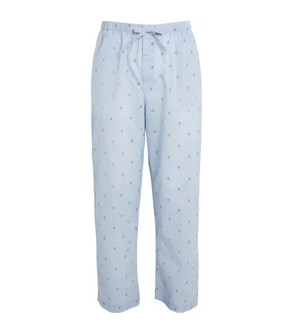 Derek Rose Cotton Nelson Lounge Trousers - Blue