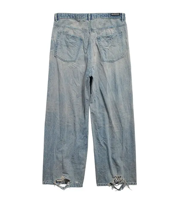 Balenciaga Distressed Wide-leg Jeans