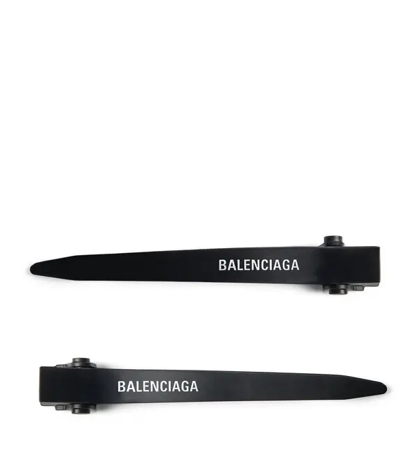 Balenciaga Engraved Logo Hair Clips - Black