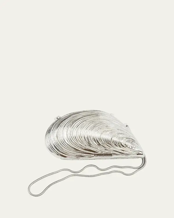 Simkhai Bridget Mini Oyster Shell Clutch - Silver