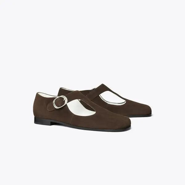 Tory Burch Violet T-strap Mary Janes - Dark Cocoa
