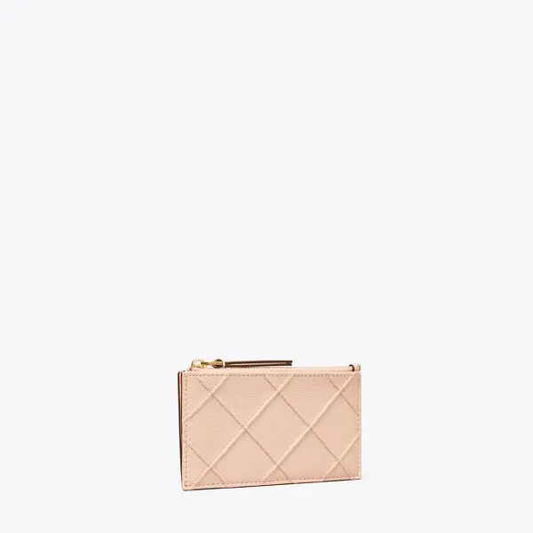 Tory Burch Fleming Soft Polished-grain Zip Card Case