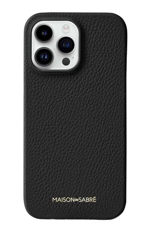 MAISON DE SABRE Leather Phone Case - Black Caviar