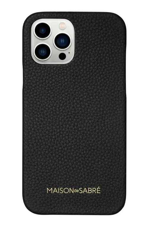 MAISON DE SABRE Leather Phone Case - Black Caviar