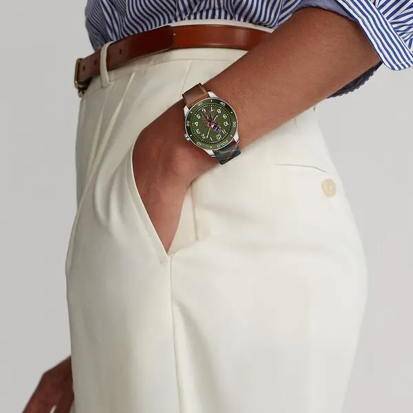 Ralph Lauren Polo Player Stainless Steel Watch - Green Dial
